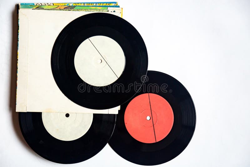 Vinyl Records on a White Background Stock Photo - Image of discotheque ...