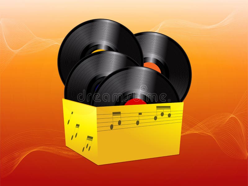 Vinyl Records in a Yellow Box Stock Illustration - Illustration of ...