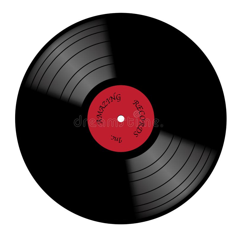 Vinyl 33rpm Record with Red Label Stock Illustration - Illustration of ...