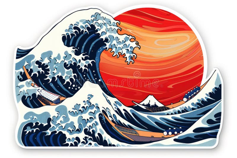 A Vinyl Sticker Featuring an Iconic Wave Design Stock Photo - Image of ...