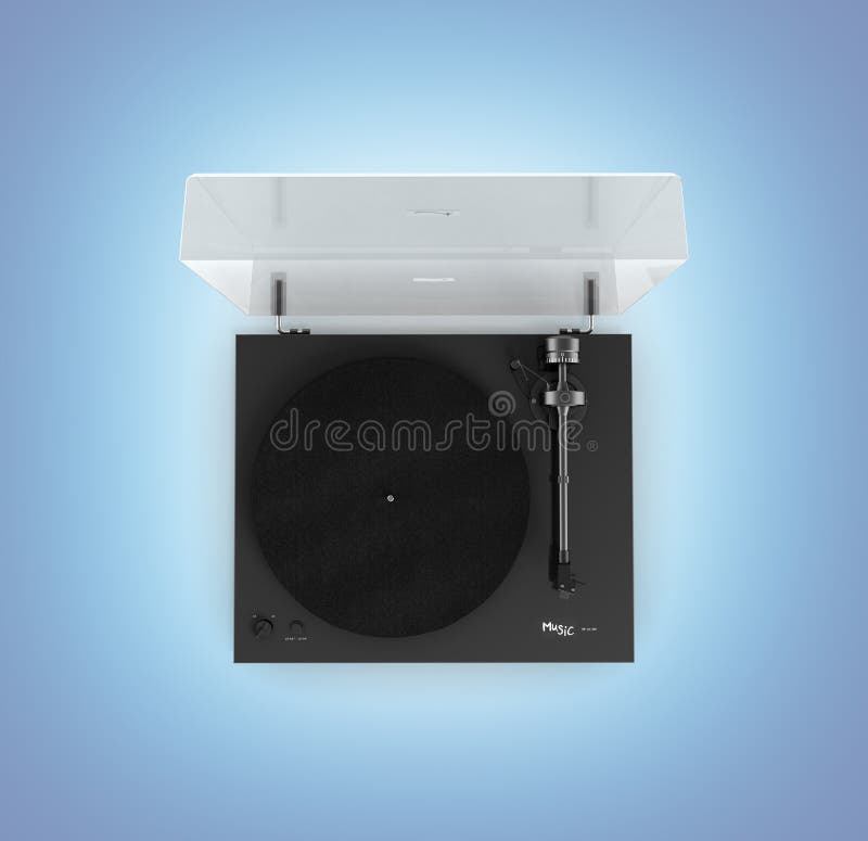 Vinyl Turntable Player Isolated on Blue Gradient Background 3d View ...