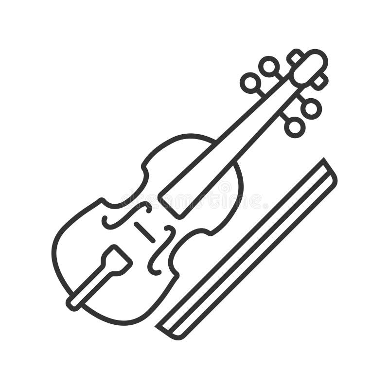 Viola and bow linear icon stock vector. Illustration of icon - 197158202
