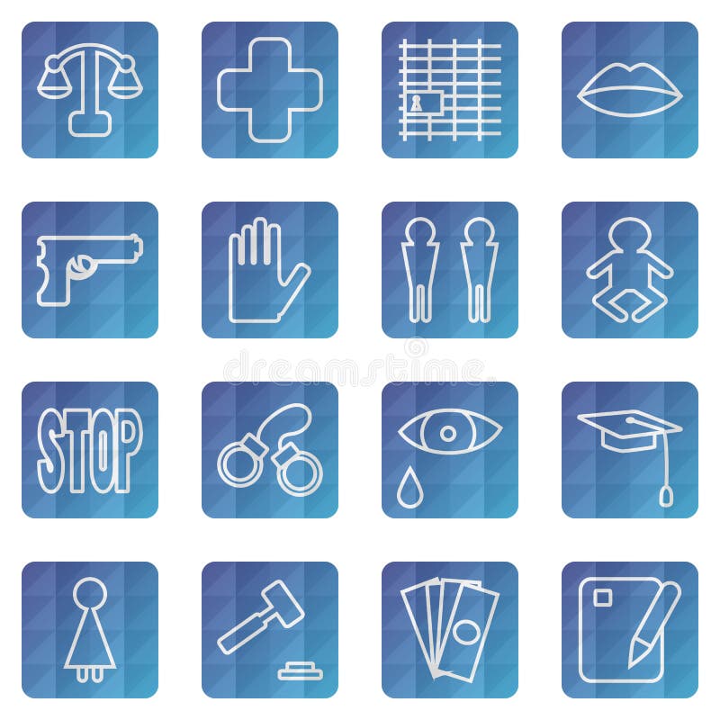 Set of Web Icons of the Concept of Social Problems. Stock Vector ...