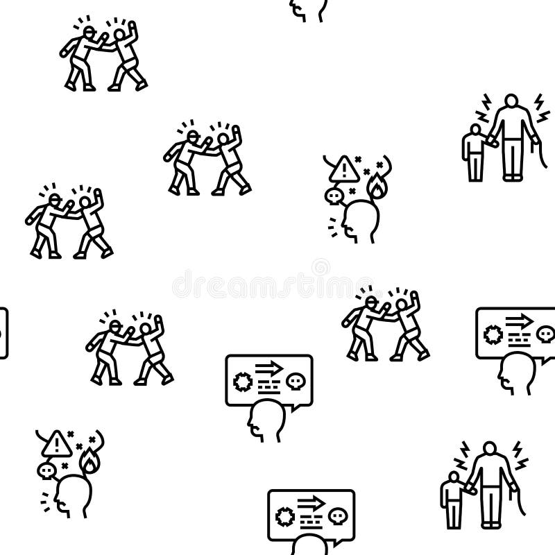 Violence First Aggressive Hand Vector Seamless Pattern Stock ...