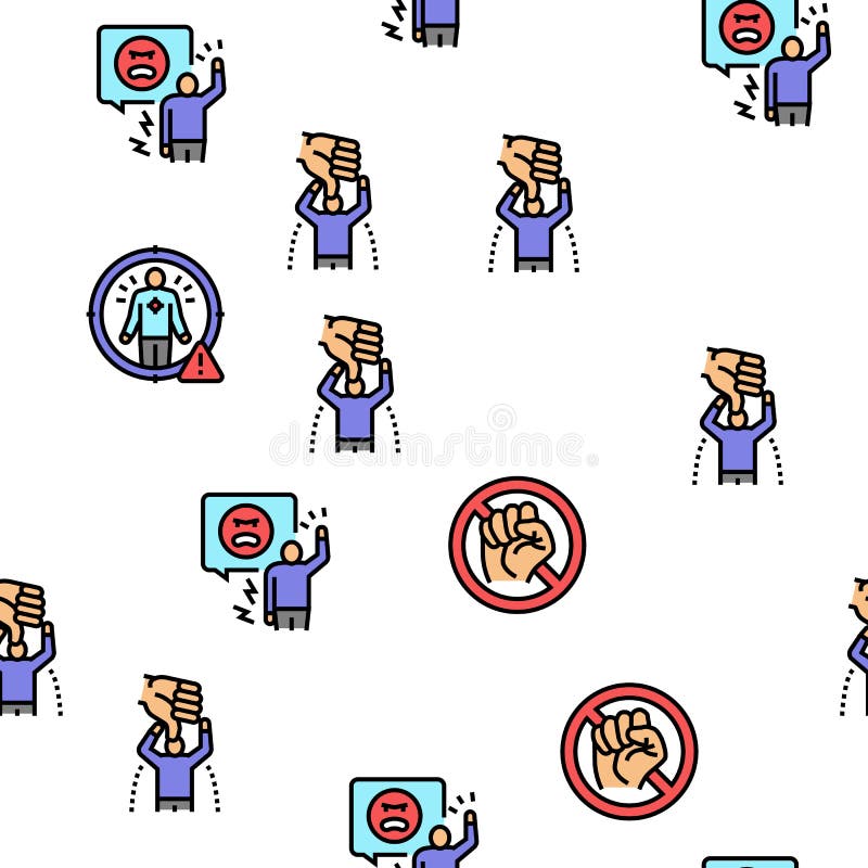 Violence First Aggressive Hand Onboarding Icons Set Vector Stock Vector ...