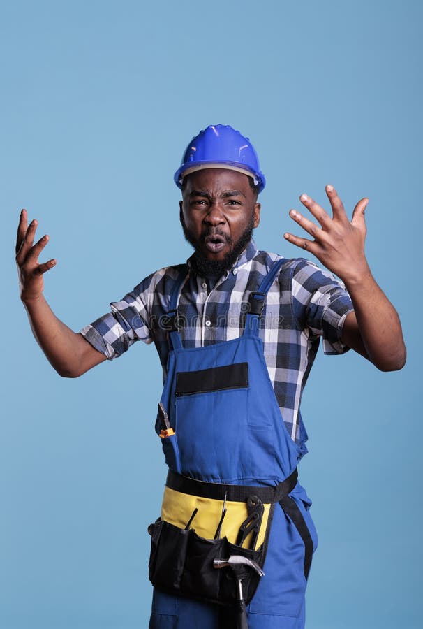 Violent and Angry Builder Expressing Anger Stock Image - Image of anger ...