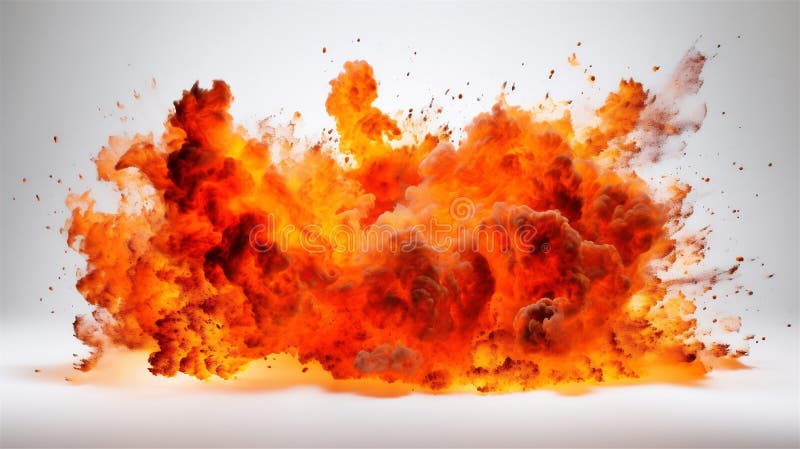 A Violent Dynamite or C4 Explosion on a White Background, Flame and ...