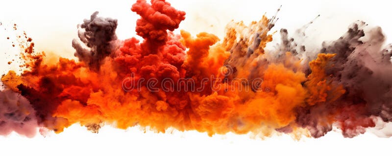 A Violent Dynamite or C4 Explosion on a White Background, Flame and ...