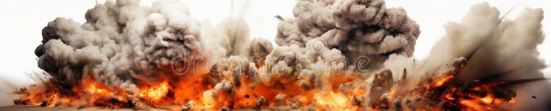 A Violent Dynamite or C4 Explosion on a White Background, Flame and ...