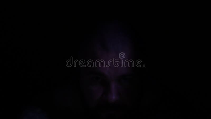 Violent Face of a Bald Amd Bearded Muscular Mobster. 4K UHD. Stock ...