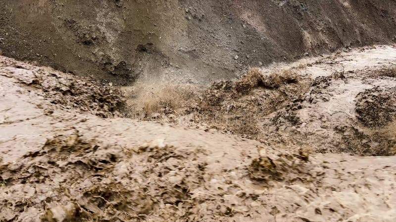 Violent Flash Flood Rushing through Mountain Terrain Stock Video ...