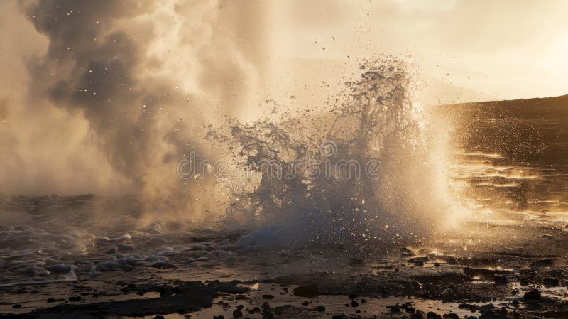 A Violent Surge of Boiling Water Shooting Upwards from the Groun Stock ...