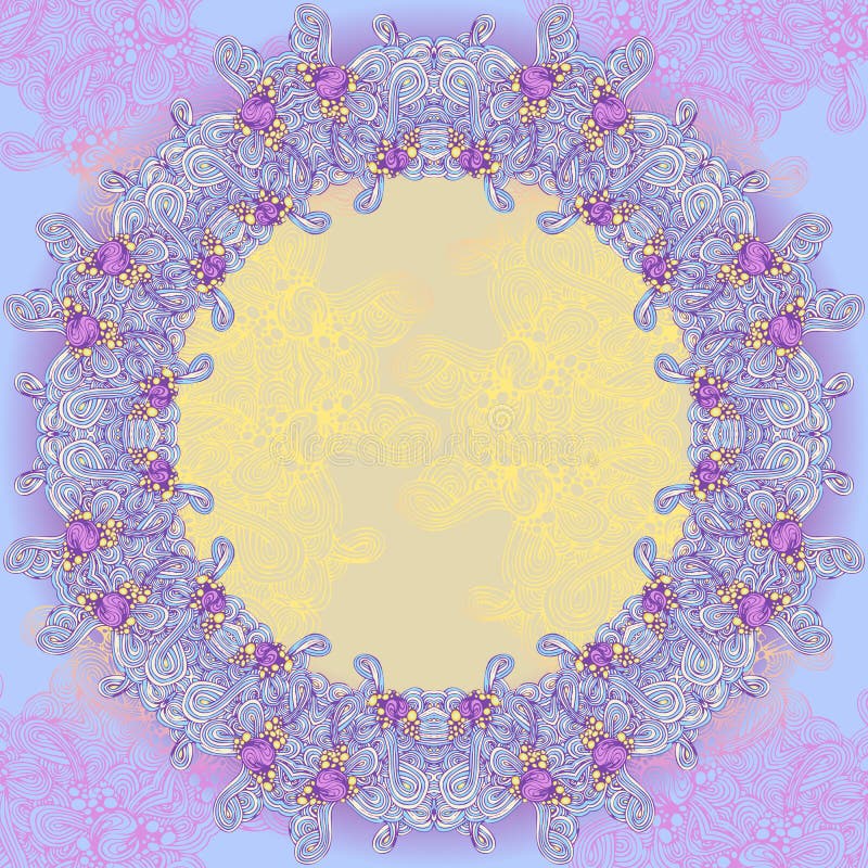 Violet Abstract Design Round Frame Stock Illustration - Illustration of ...