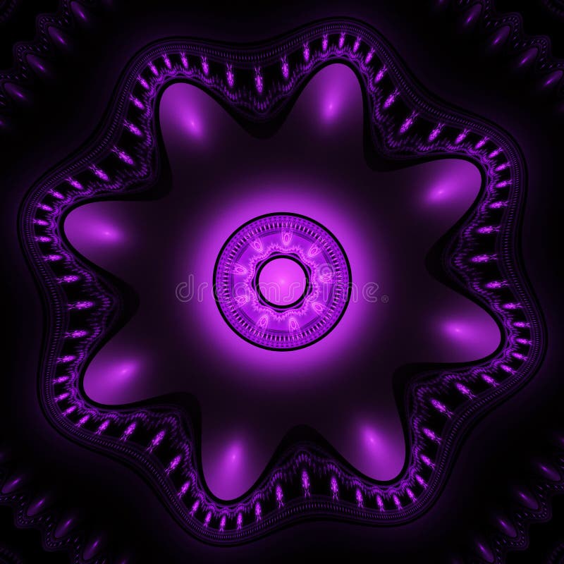 Violet Abstract Fractal on Black Background. Virtual Reality Stock ...