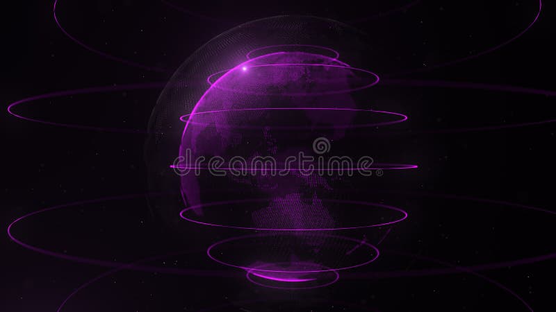 Violet Abstract Sphere. Connected Violet Dots with Lines. Globalization ...