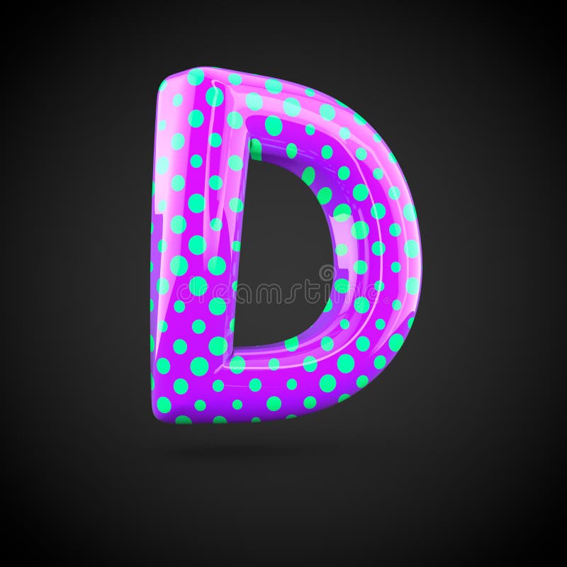 Violet Alphabet Letter D Uppercase With Blue Dots Isolated On White ...