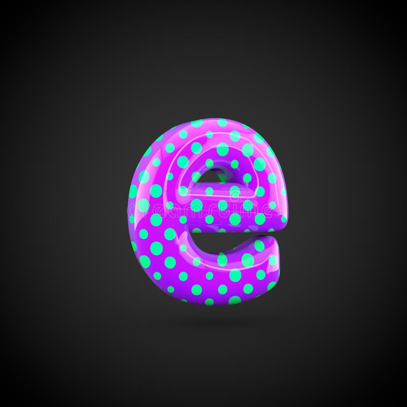 Violet Alphabet Letter E Lowercase with Blue Dots Isolated on White ...