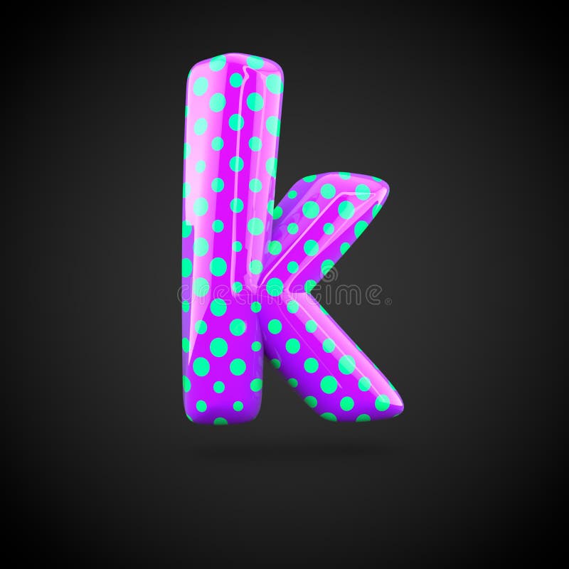 Violet Alphabet Letter K Lowercase with Blue Dots Isolated on White ...