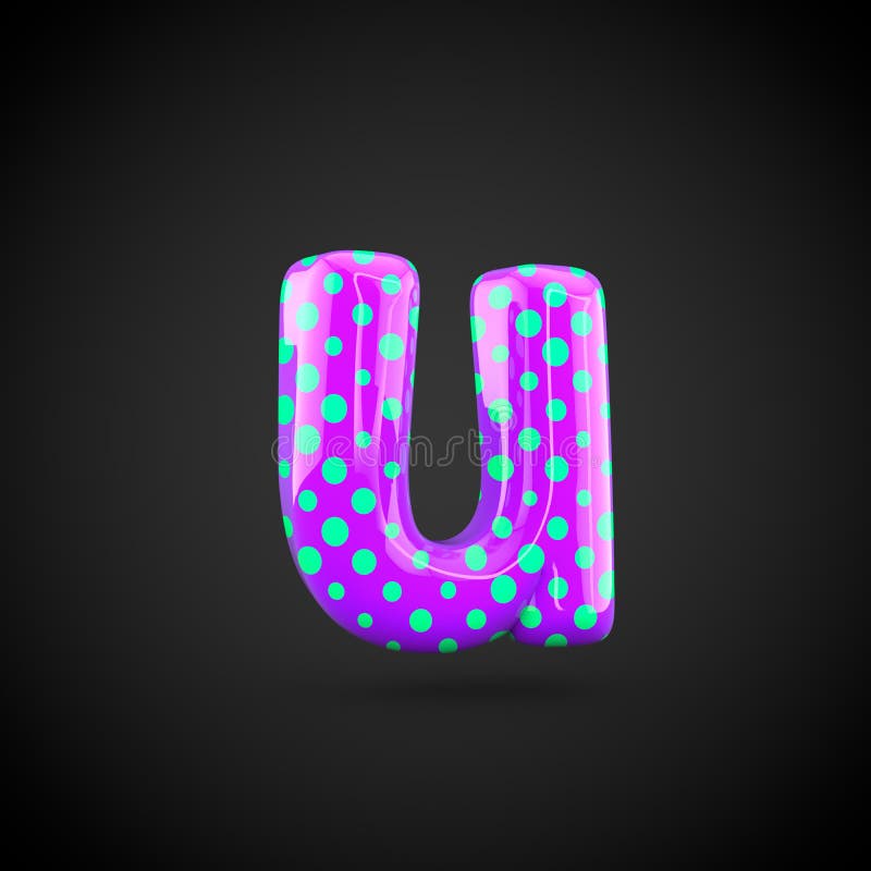 Violet Alphabet Letter U Lowercase with Blue Dots Isolated on White ...