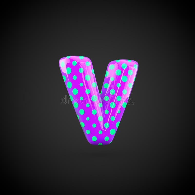 Violet Alphabet Letter V Lowercase with Blue Dots Isolated on White ...