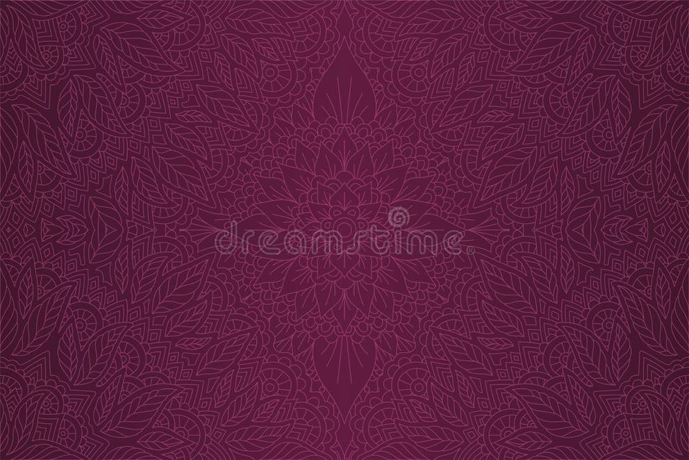 Violet Art with Linear Decorative Floral Pattern Stock Vector ...