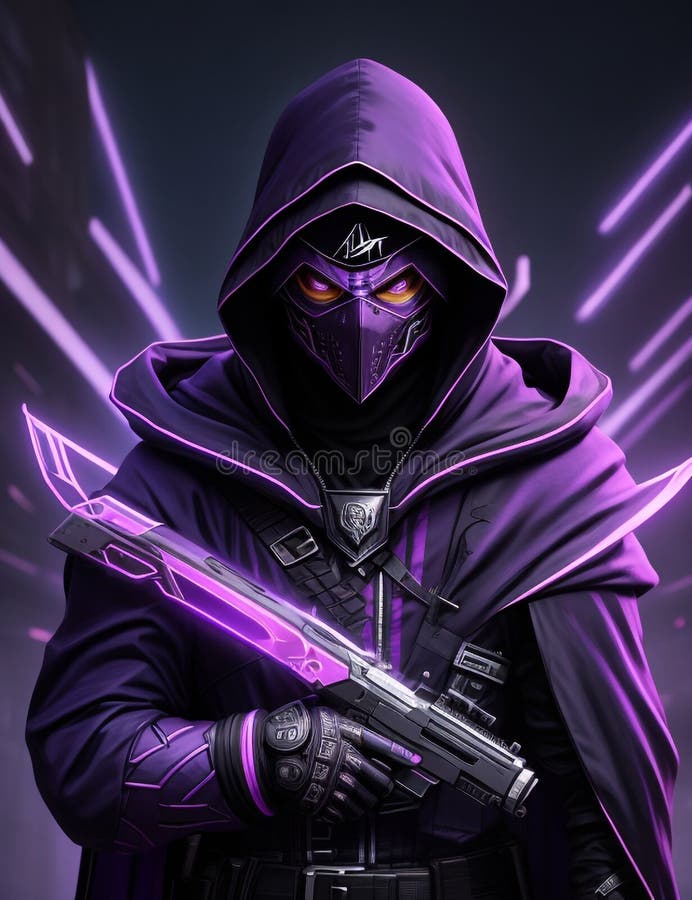 Violet assassin wallpaper stock illustration. Illustration of ...