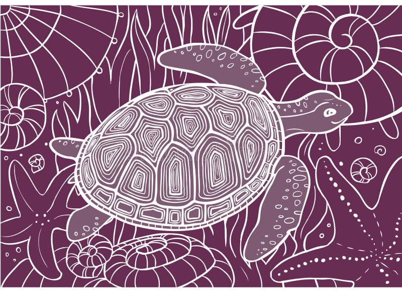 Big Turtle - Contour Drawing, Coloring Page Stock Vector - Illustration ...