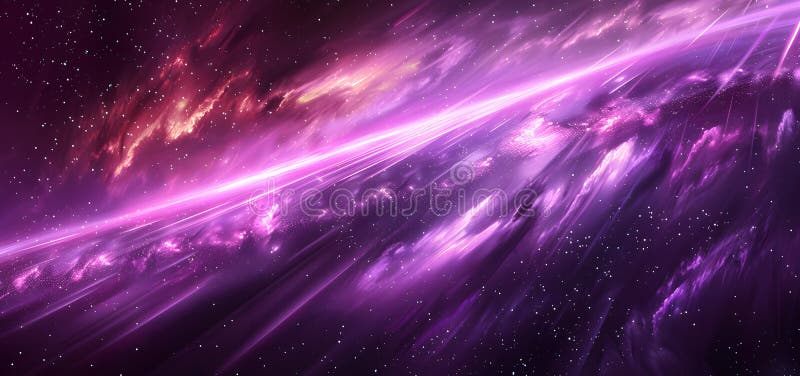 Violet Beams of Bright Laser Light Shining on Black Background Stock ...