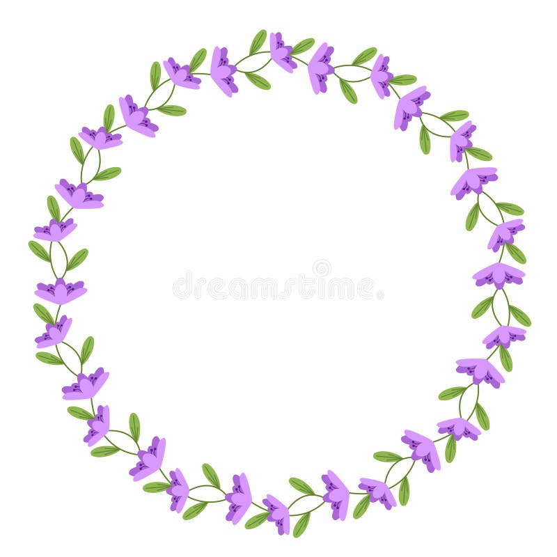 Violet Beautiful Summer Flower Round Frame Stock Vector - Illustration ...