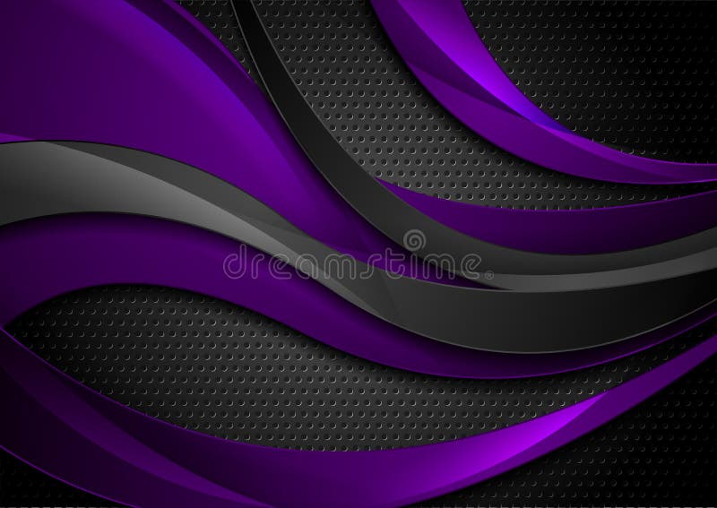 Violet and Black Abstract Waves Technology Background Stock Vector ...