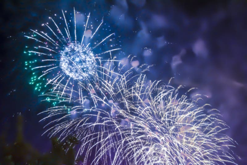 Violet Blue Bright Blurred Fireworks Effect Abstract Colorful ...