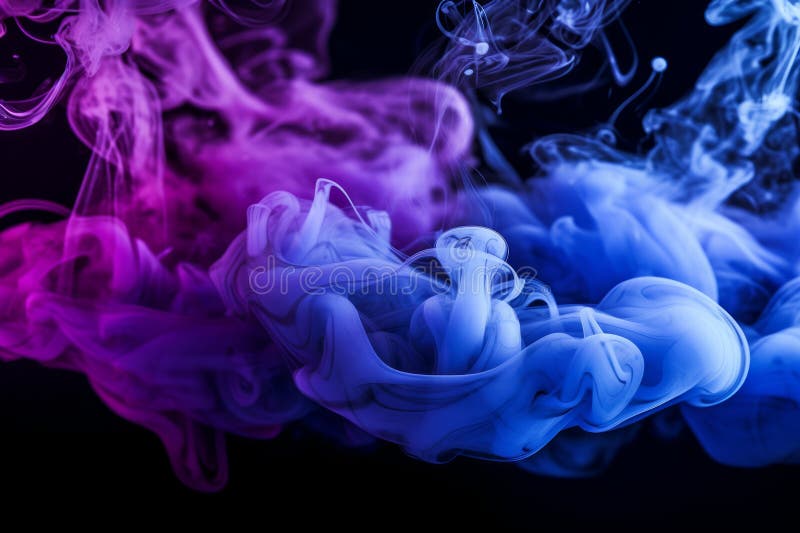 Violet and Blue Smoke Texture on a Black Background. Texture and ...