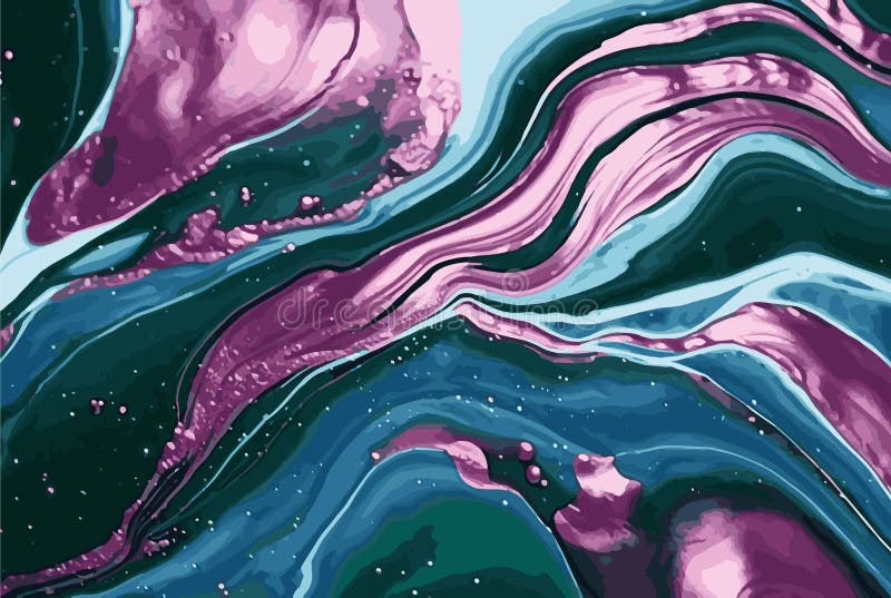 Violet, Blue Waves. Vector Background. Textured Marble, Inky Liquid ...
