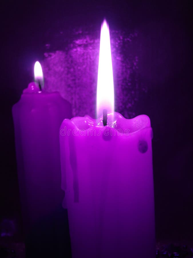 Violet burning candles stock photo. Image of candle, aroma - 3720538