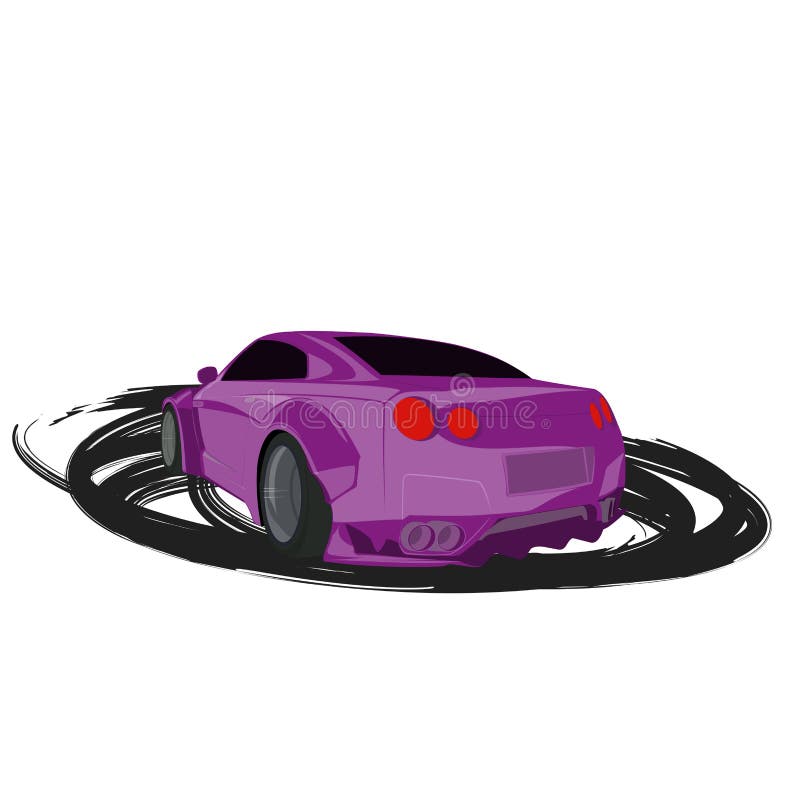 Violet Cartoon Sport Car Back View Stock Vector - Illustration of ...