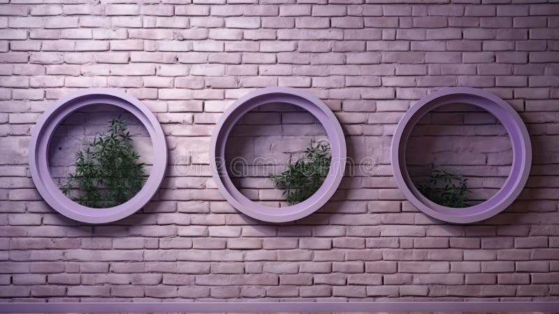 Violet Ceramic Window Ornaments on Brick Background - Sculptural ...