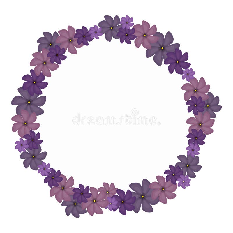 Violet Circular Border with Flowers Stock Vector - Illustration of ...