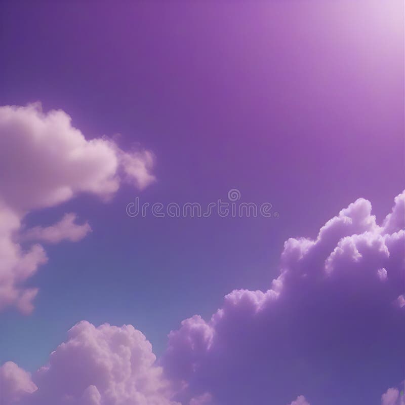 Violet Clouds in the Blue Sky and Sunlight. AI-Generated. Stock ...