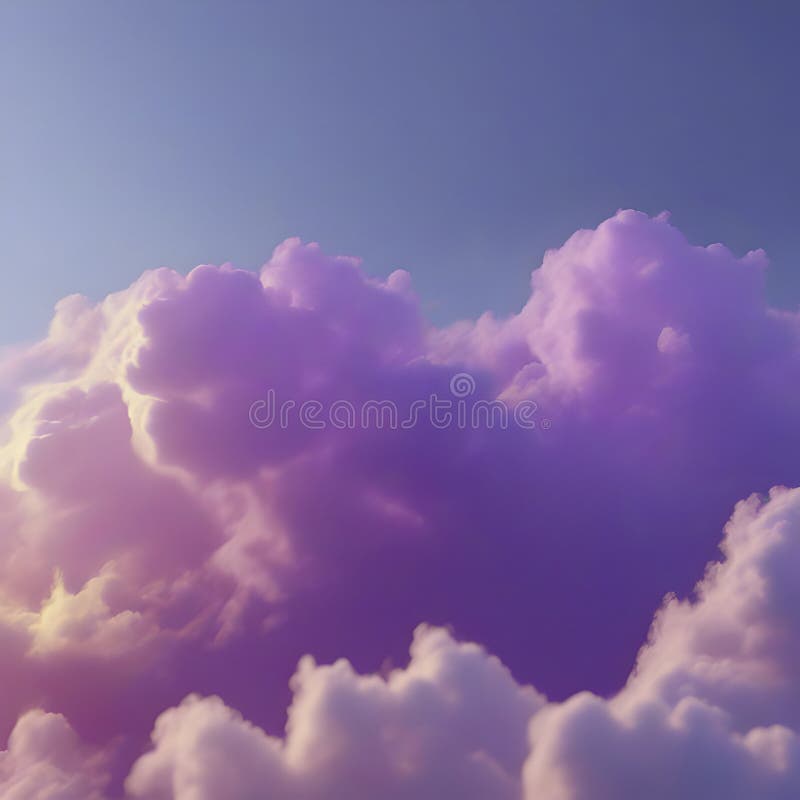 Violet Clouds in the Blue Sky and Sunlight. AI-Generated. Stock ...