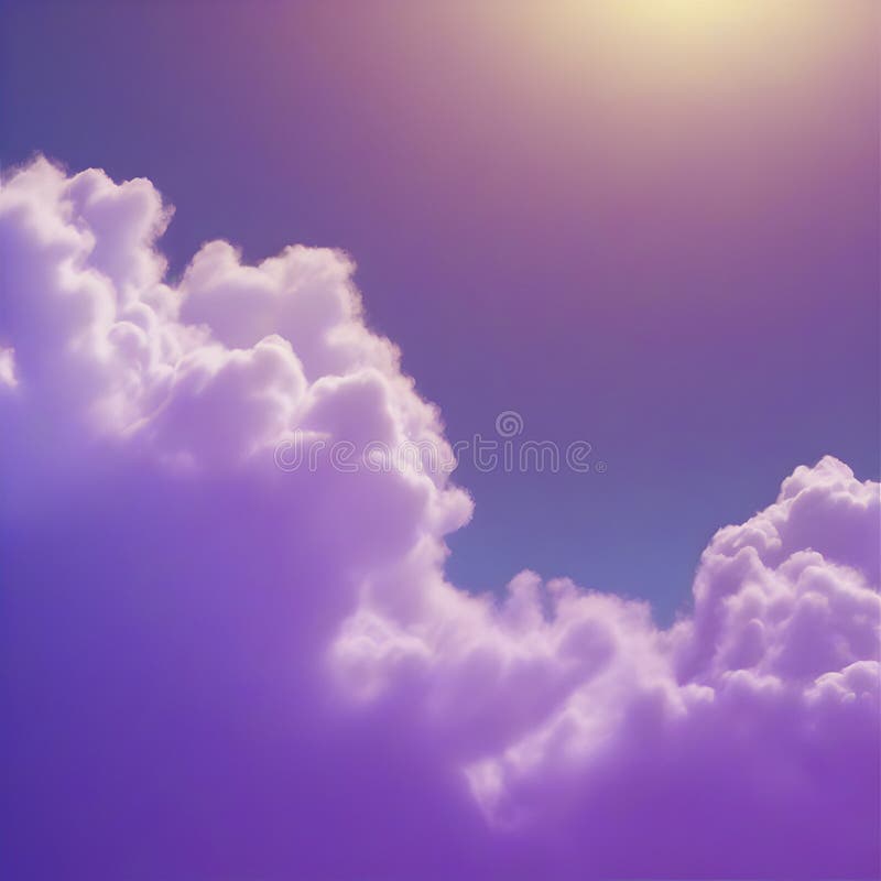 Violet Clouds in the Blue Sky and Sunlight. AI-Generated. Stock ...