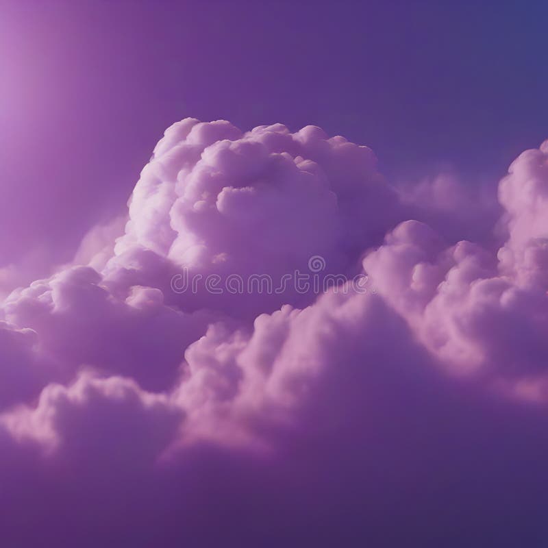 Violet Clouds in the Blue Sky and Sunlight. AI-Generated. Stock Illustration - Illustration of ...