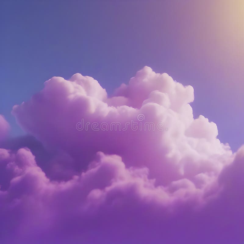 Violet Clouds in the Blue Sky and Sunlight. AI-Generated. Stock ...