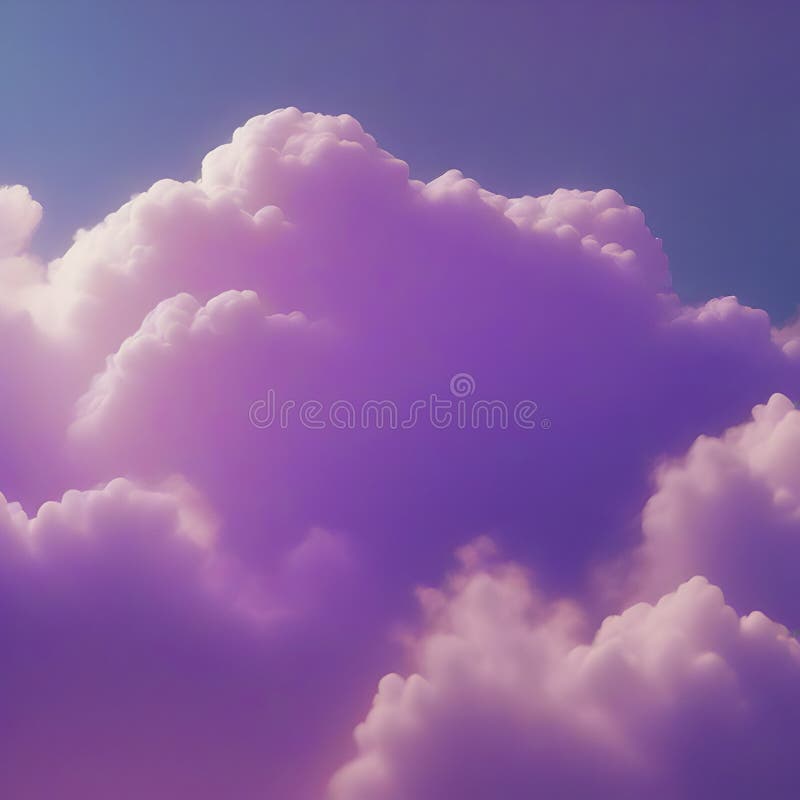 Violet Clouds in the Blue Sky and Sunlight. AI-Generated. Stock ...