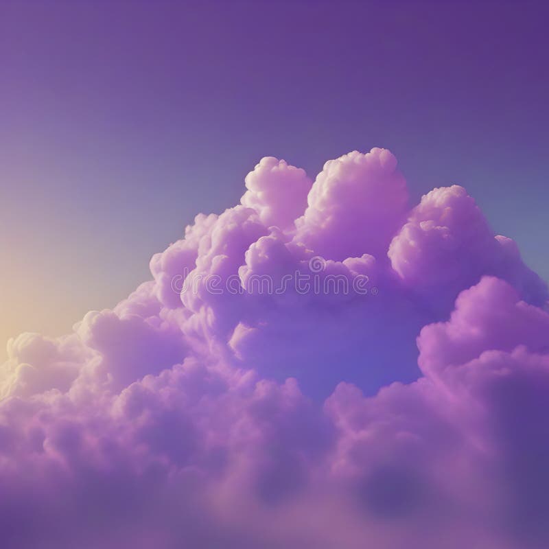Violet Clouds in the Blue Sky and Sunlight. AI-Generated. Stock ...