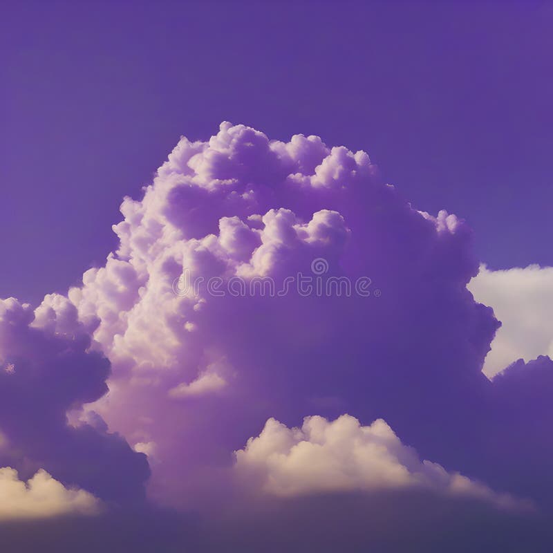 Violet Clouds in the Blue Sky and Sunlight. AI-Generated. Stock ...