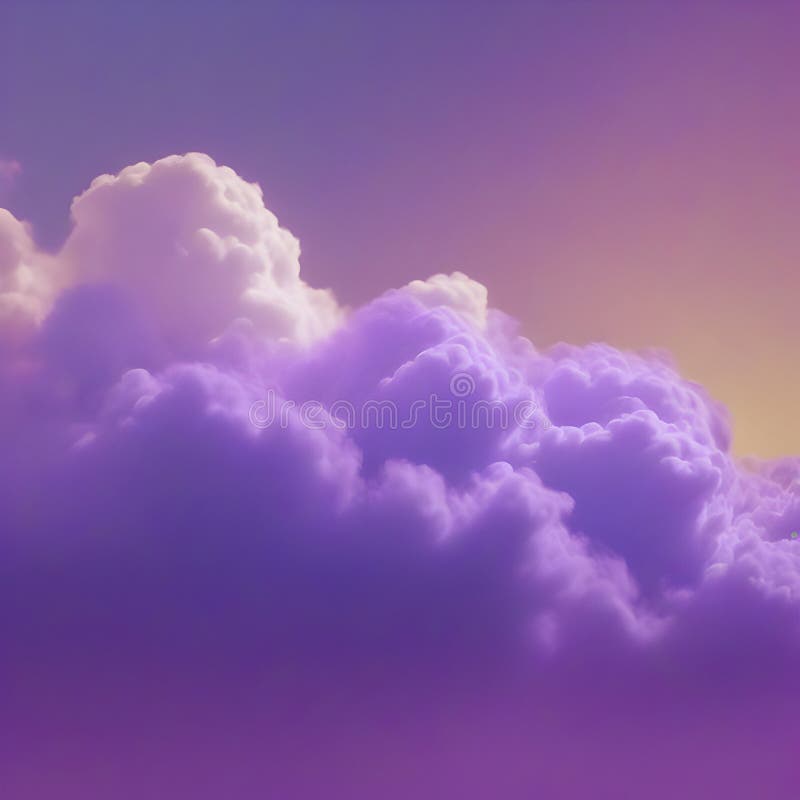Violet Clouds in the Blue Sky and Sunlight. AI-Generated. Stock ...