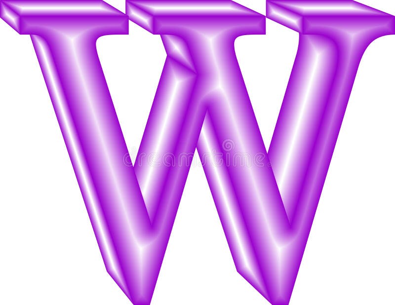 Violet Color Alphabet W with 3d Effect Isolated on White Surface ...
