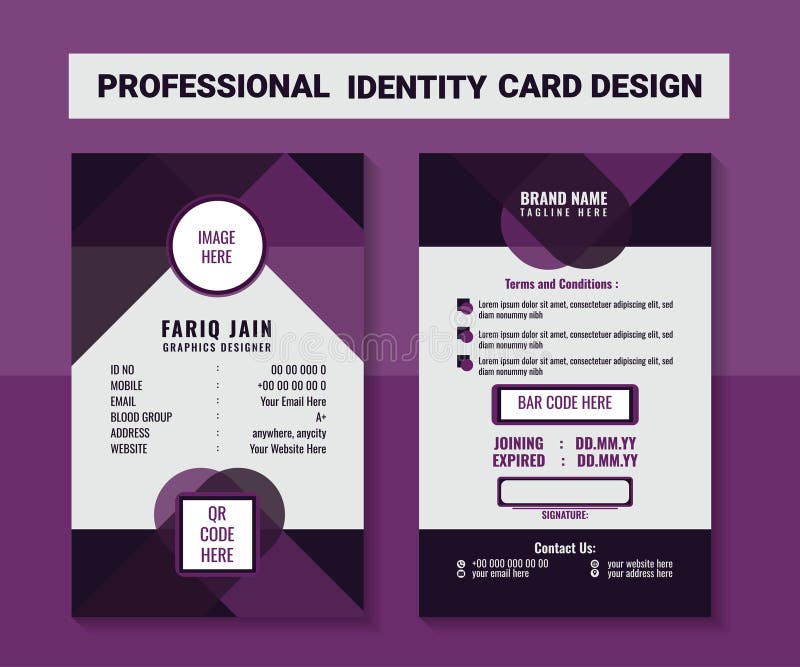 Violet Color Background Identity Card Design Project Stock Vector ...