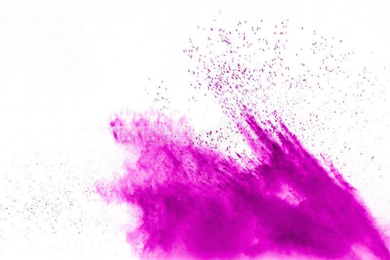 Violet Color Powder Explosion Cloud Isolated On White Background. Stock ...