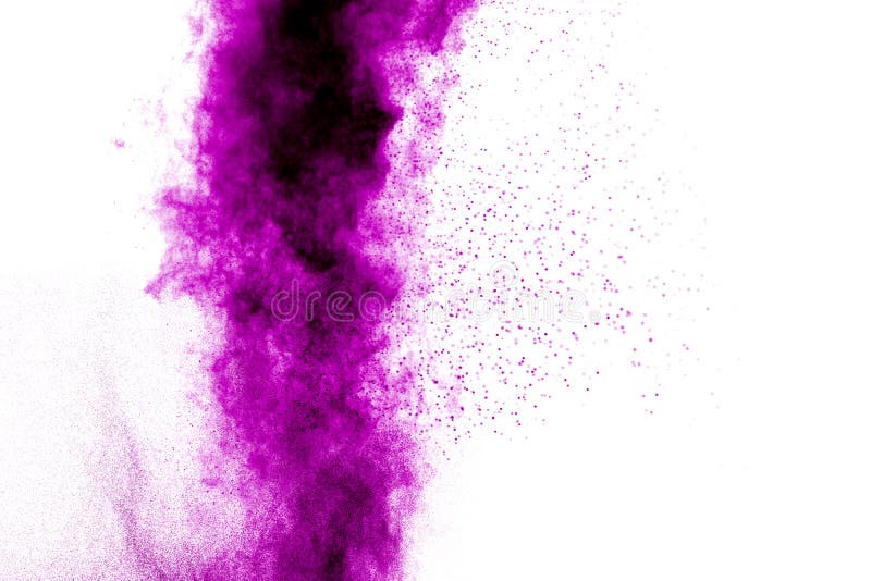 Violet Color Powder Explosion Cloud Isolated on White Background. Stock ...